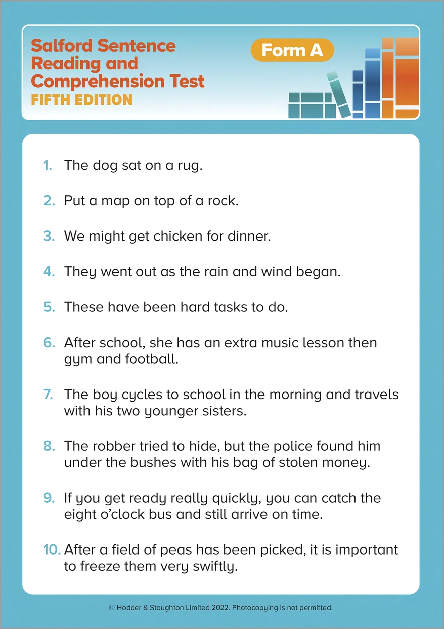 SSRCT Reading Cards A, B and C (Fifth Edition) (Salford Sentence ...