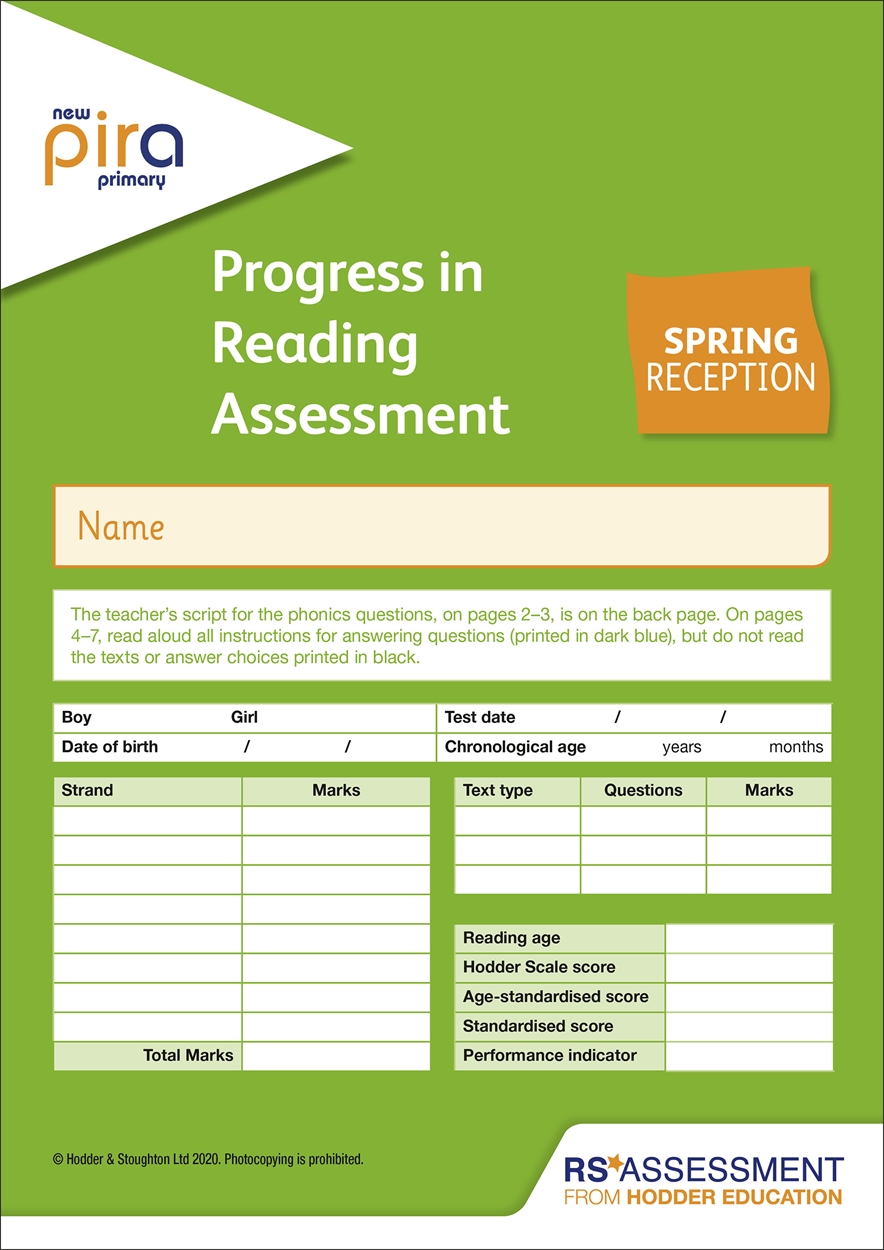 New PiRA Test R, Spring PK10 (Progress in Reading Assessment) by Colin ...